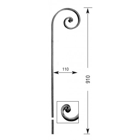 Volute à former HAUTEUR 910 mm x 110 mm LARGEUR Plat 14x6 - Ref VF1...